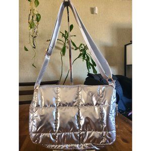 Unbranded | Bags | Metallic Silver Puffer Quilted Crossbody Adjustable ...